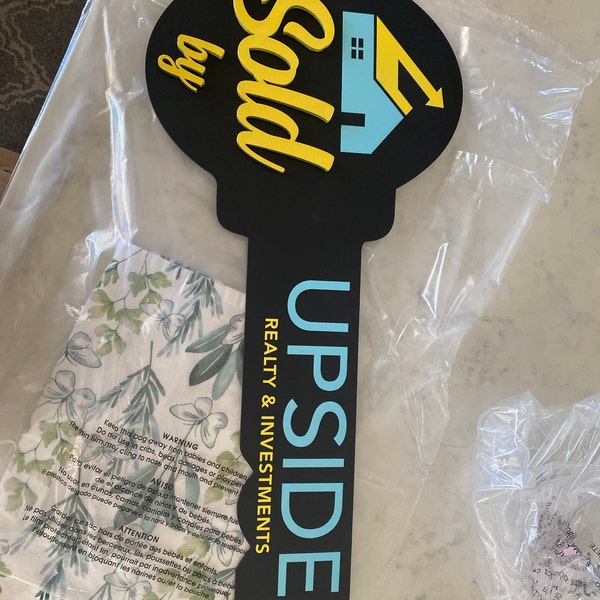 Sold Key Sign With LOGO, Realtor Sold Key Sign, 3D Closed Realtor Sold ...