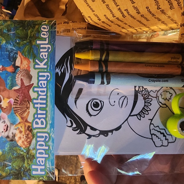 Baby Moana Coloring Party Favors With Crayons| Baby Moana Birthday ...