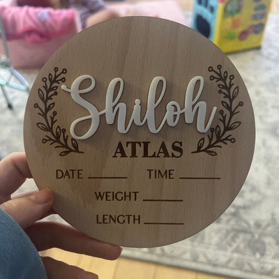 Personalized Baby Name Announcement Sign Custom 3D Wood Baby Birth ...