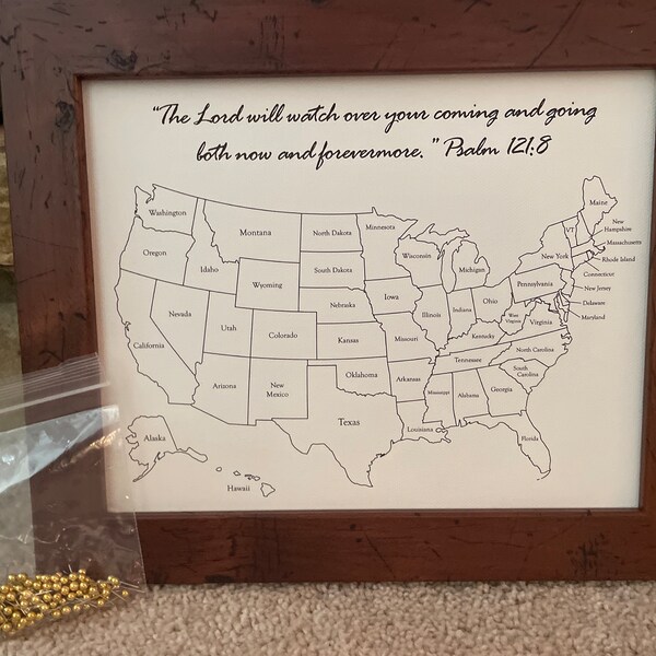 Push Pin Map, Personalized US Push Pin Canvas Map, Pushpin USA Canvas ...