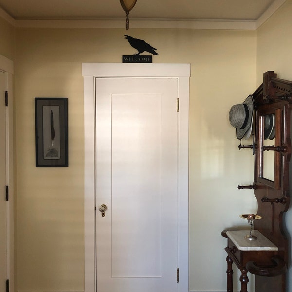 Metal Raven Welcome Yard Art Sign Home Decor Garden & Patio Decoration ...