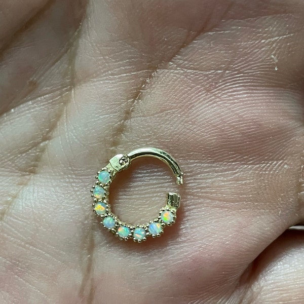14k Solid Gold Daith Piercing Opal Clicker Ring..16g..8mm - Etsy