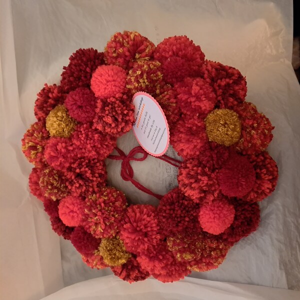 10” Jumbo Pastel Pink Pom Pom Daisy, Handmade Yarn Wall Art, Island ...