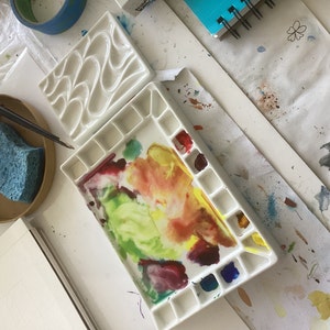 Ceramic Watercolor Palette, Monstera Leaf Artist Ceramic Palettes, Gift ...