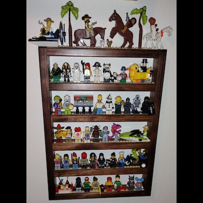 Floating Hardwood Minifigure Display Shelf ONE 1 White or Black ...