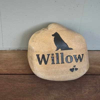 Dog Breed Pet Memorial Stone, 4 to 6 Inch Wide Natural River Rock Pet ...
