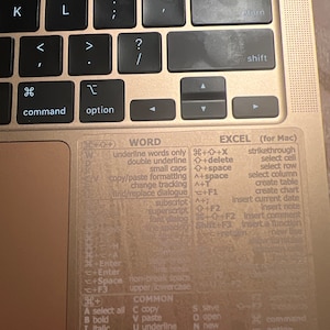 Excel for Mac Cheat Sheet Reference Guide Shortcut Sticker Black Vinyl ...