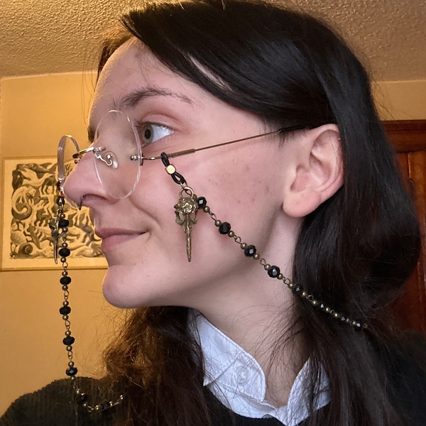 Gothic Ornate Raven Statement Glasses Chain for Sunglasses Eyeglass ...