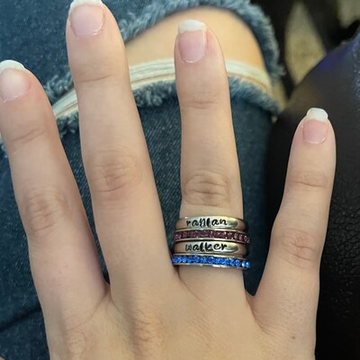 Personalized Stacking Birthstone Ring, Personalize Jewelry, Hand ...