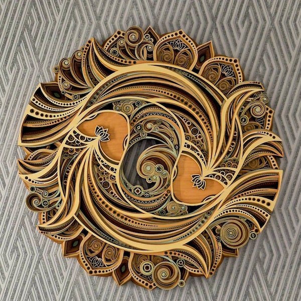 Handmade Mandala Laser Cut Wooden Wall Art Divine Light by STEREOWOOD ...