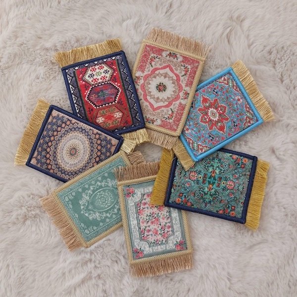 Coasters, Beautiful Turkish Carpet Coasters, Persian Rug Coasters, Mug ...