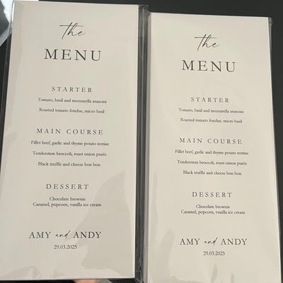 10 Personalised Menus Minimalist, Bold, Modern Calligraphy Design ...