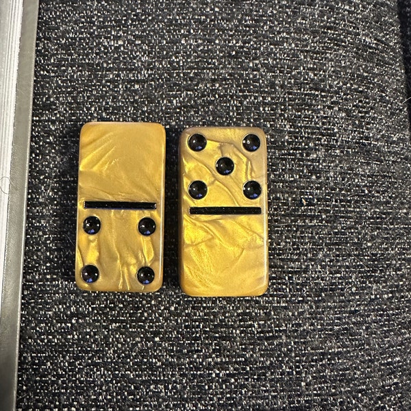 Candy Paint Marble Finish Double 6 Blue & White Spinner Domino Set ...