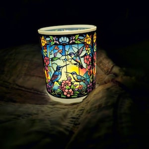 Hummingbird Stained Glass Designed Battery Operated Tea Light Holder - Etsy