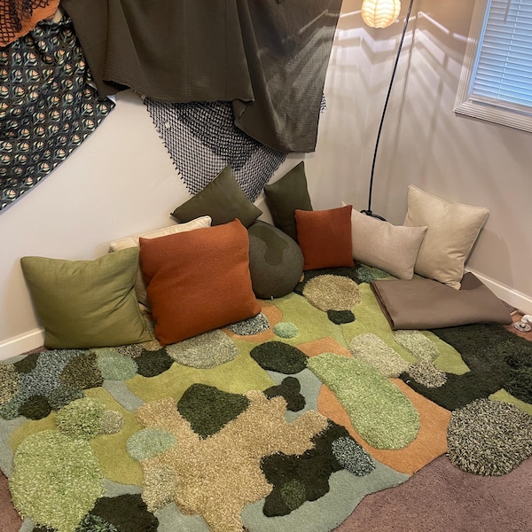 Handmade Wool Rug, Square Rug, Custom Size Rug, Large Area Rug, Black ...