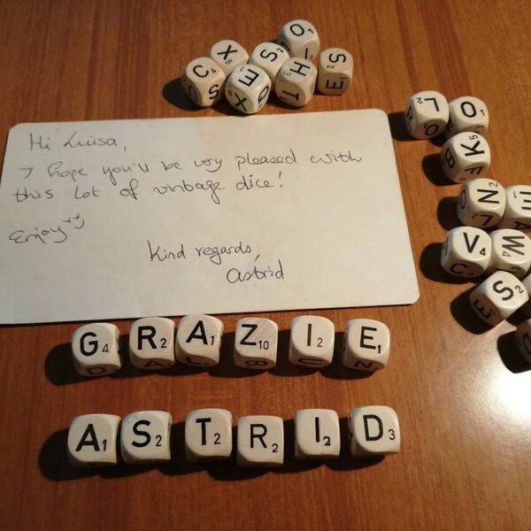 16 Vintage Boggle Dice, Letter Dice, Dice With Green Letters, Game ...