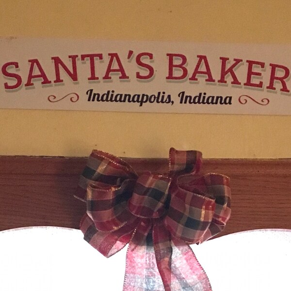Santa's Bakery Sign, Custom City State Merry Christmas Sign ...