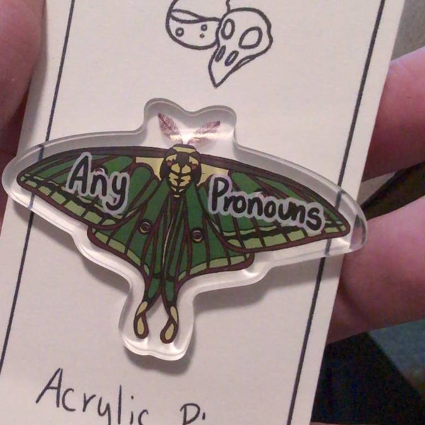 Moth Pronoun 2" Acrylic Pins - Etsy