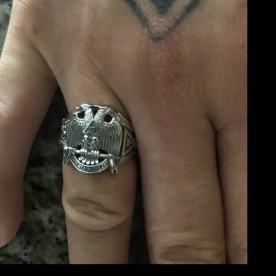 Scottish Rite 32nd Degree Double Eagle Ring in Sterling Silver Style ...