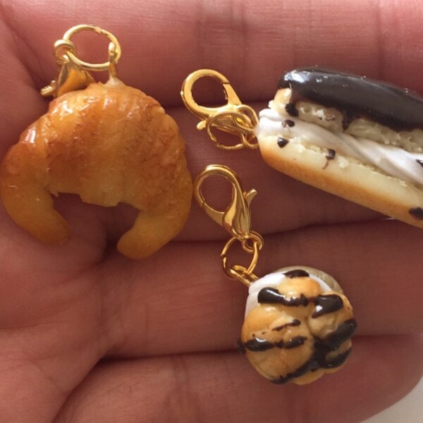 Cream Puff Charm, Miniature Food Jewelry, Polymer Clay Cream Puff ...