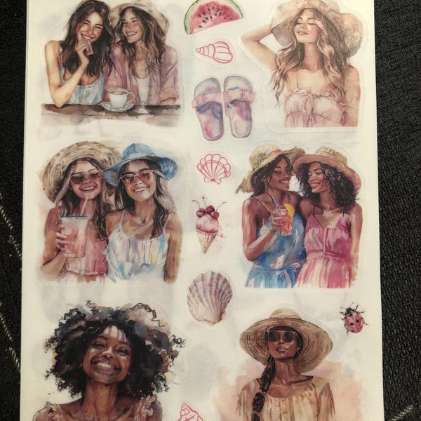 Seasonal Planner Sticker Sheet Set, Pink Summer Days Calendar Planner ...