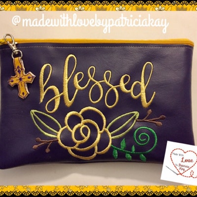 Blessed Floral Wreath Embroidery Design Flower Embroidery Design Word ...