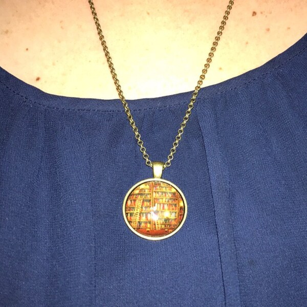 Library Book Necklace Librarian Jewelry for Bibliophiles Bookworms Art ...
