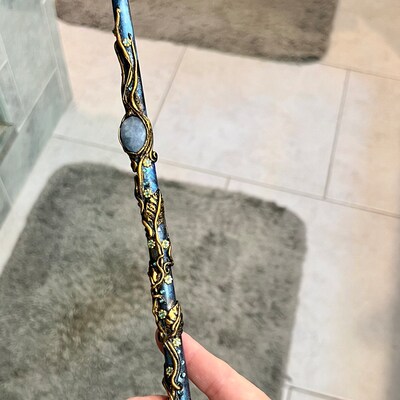 Magic Wand, Green and Silver, Wooden Fairy Wand, Witchy - Etsy