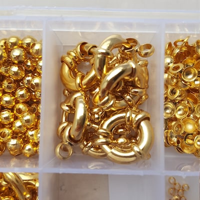 13mm 24k Shiny Gold Spring Clasp, Round Gold Clasp, Spring Clasp, High ...