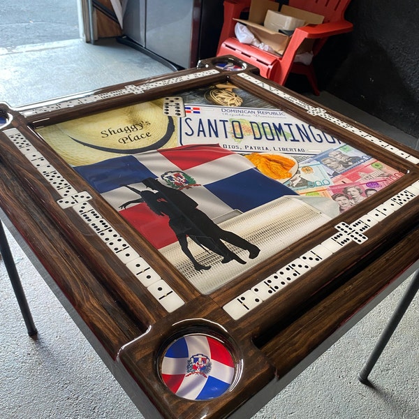 Neon Black Domino W/domino Tile Inlay Table by Domino Tables by Art - Etsy
