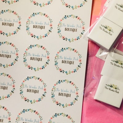 Floral Business Stickers Custom Business Labels Floral Wreath Stickers ...