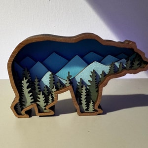 Layered Wolf Art 3D Wall Art Mountains and Trees Outdoor - Etsy