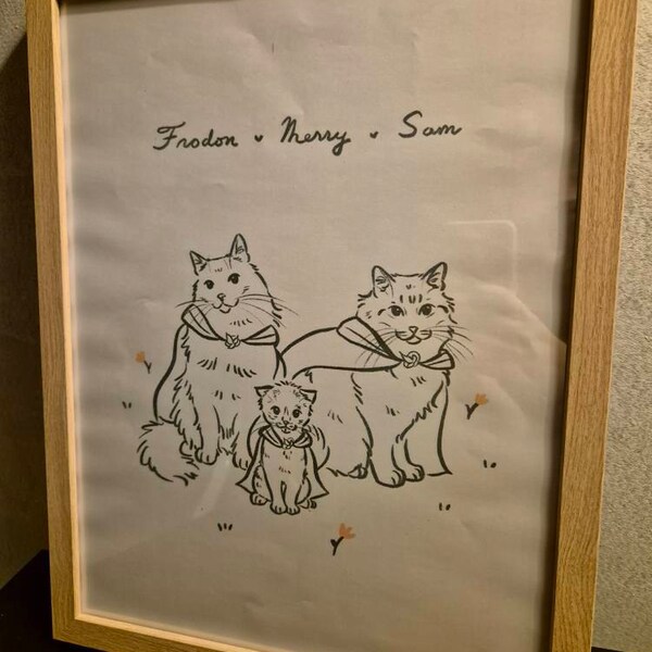 Custom Funky Pet Portrait, Cute Digital Cat Poster, Colorful Dog ...