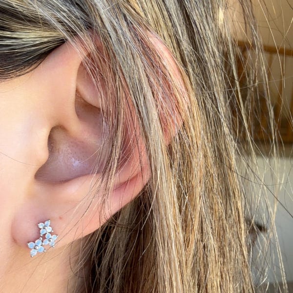 Tiny Hydrangea Bouquet CZ Stud Earrings in Sterling Silver, Silver or ...