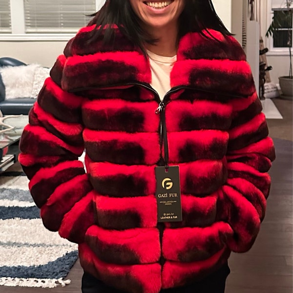 Exclusive Natural Silver Fox Fur Woman Bomber Jacket Real Fox Fur ...