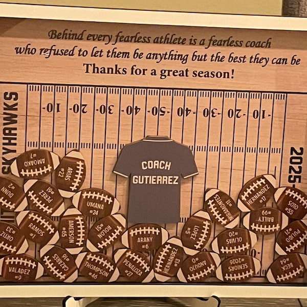 Personalized Desktop Football Coach Sign, Custom Football Coach Thank ...