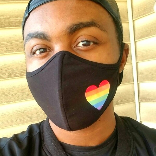 Rainbow Heart Face Mask / LGBTQ / 100% Cotton / Reusable and Washable ...
