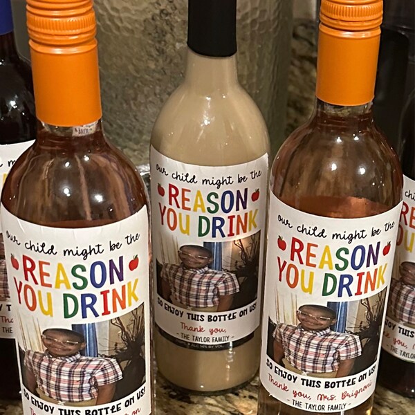 EDITABLE Teacher Wine Label - Teacher Appreciation Gift - Personalized ...