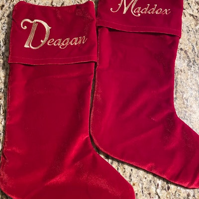 Christmas Traditional Red Personalized Velvet Stockings - Etsy