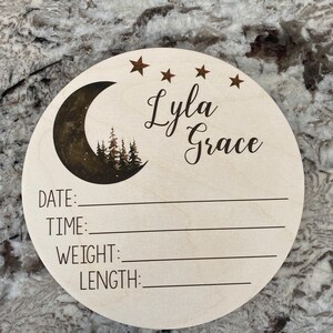 Wolf Birth Stat Sign Round Wood Birth Stat Sign Wilderness - Etsy