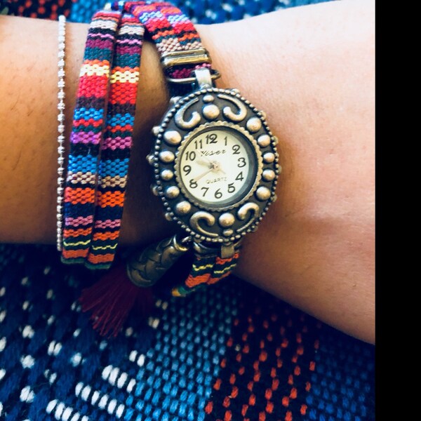 Bohemian Watch Bracelet Colorful Wristwatch Wrap Boho Watch Multicolor ...