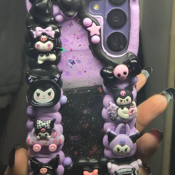 Kawaii Cute Decoden Phone Cases for All Models, Pink and Black Handmade ...