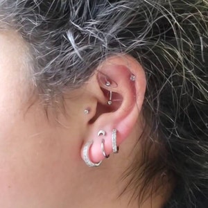 316L Cubic Crescent Piercing / Three Color Crescent Moon | Etsy