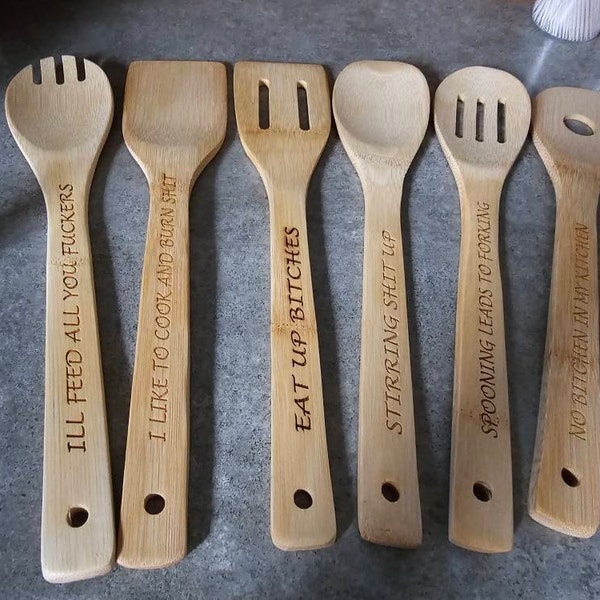 Personalized Funny Wooden Spoon Set,custom Kitchen Spoons,funny Spoon ...
