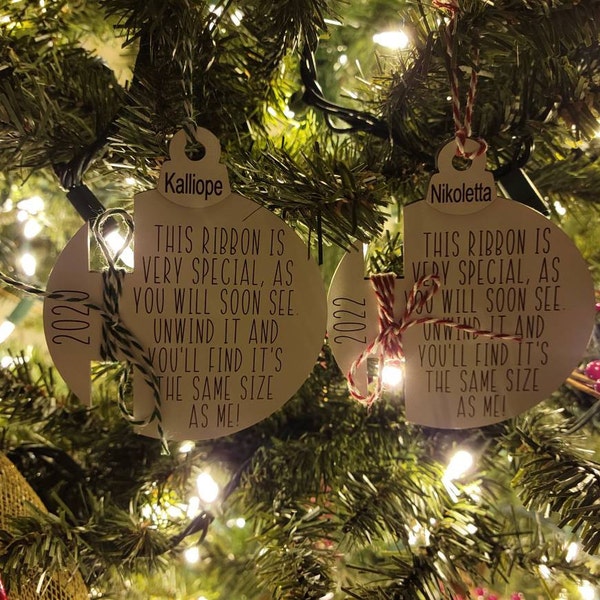 READY TO SHIP | Height Ribbon Christmas Ornament | Keepsake Height ...