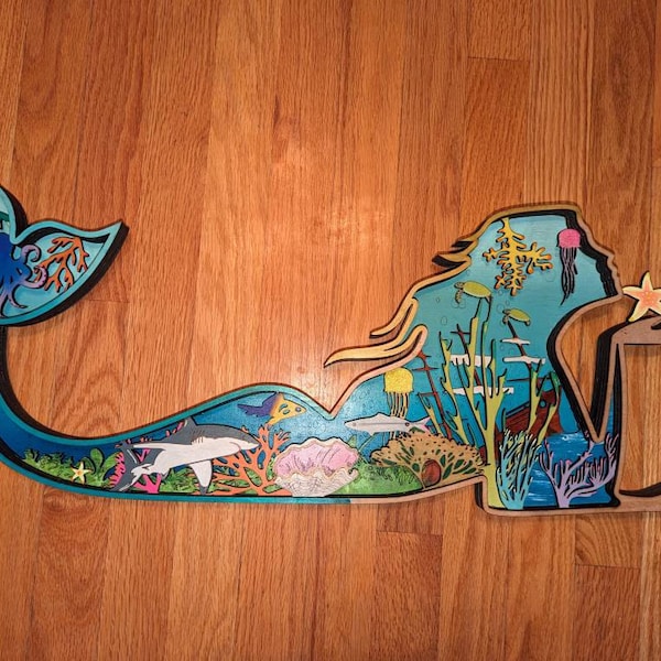 Customized Laser Cut Layered Mermaid-personalized, Mothers Day, Wedding ...