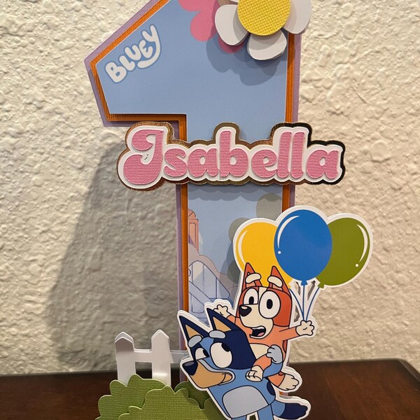 3D NUMBER BLUEY INSPIRED Birthday Party Decorations("7 Inches Height ...