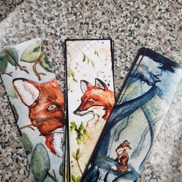 Watercolor Fox Bookmarks, Set of 3 or Pick 1 Heavyweight, Printed on ...