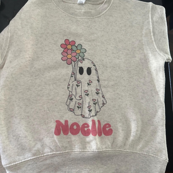 Personalized Girls Ghost Name Toddler Shirt - Custom Retro Halloween ...