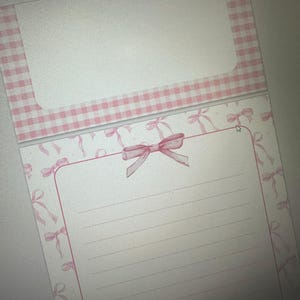 Coquette Theme Printable Notepad Digital Note Pad Cute Stationery ...